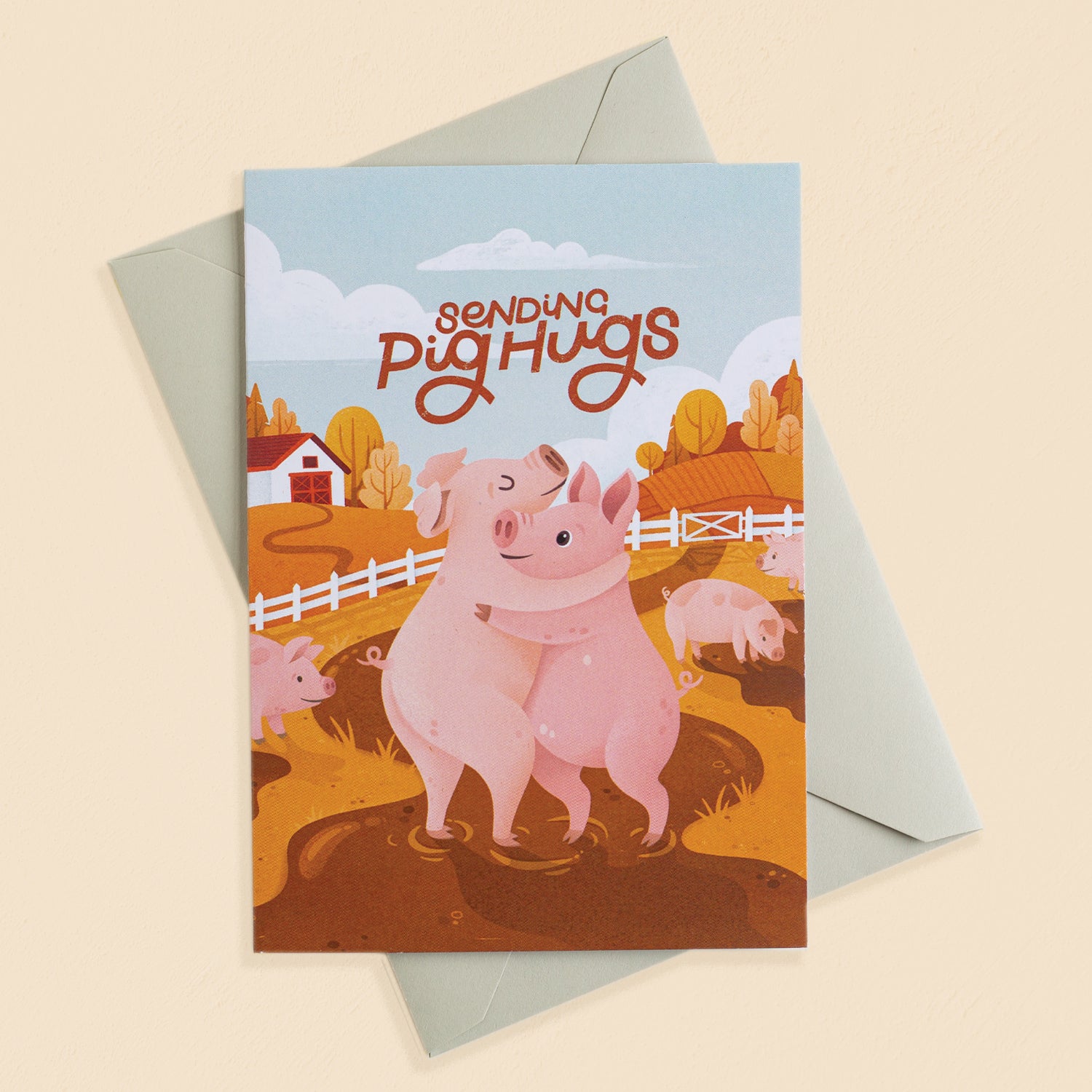 Sending Pig Hugs Greetings Card ~ Salt Art Supply